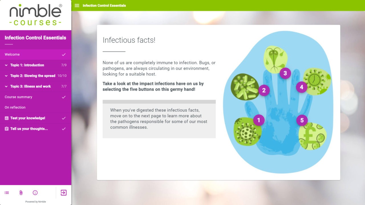 Infection Control Essentials - Nimble Elearning | Nimble Courses | Nimble LMS | Nimble Author