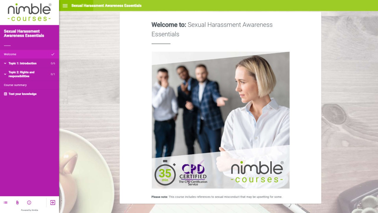 Sexual Harassment Awareness Essentials Course Released - Nimble Elearning | Nimble Courses ...